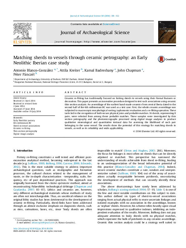 (PDF) Matching sherds to vessels through ceramic petrography: an Early ...