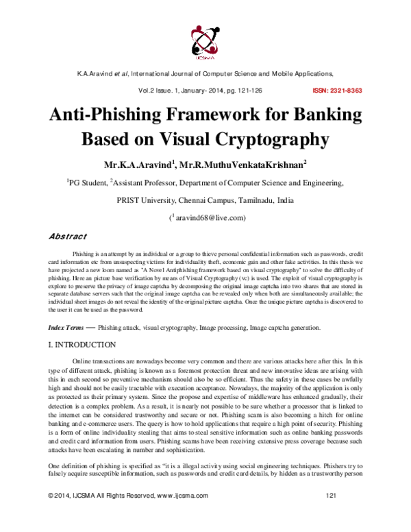 (PDF) Anti-Phishing Framework for Banking Based on Visual Cryptography