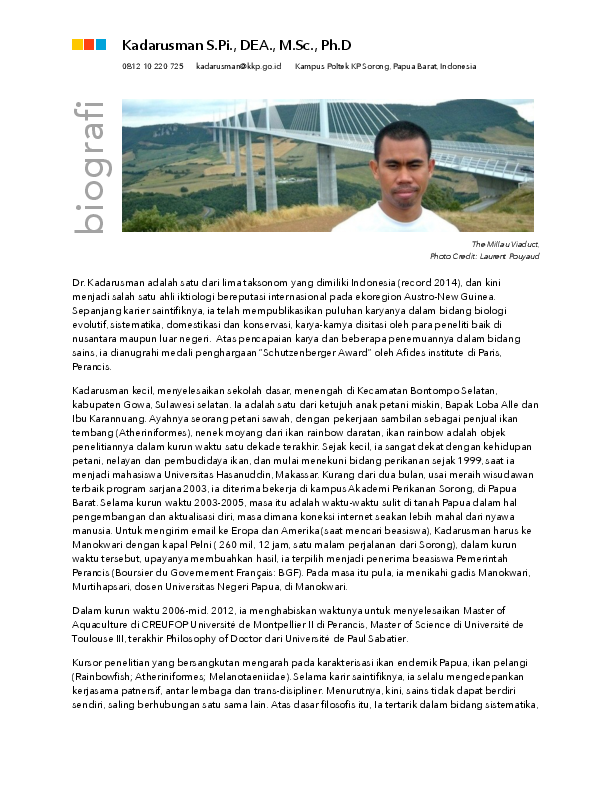 (PDF) Biografi Dr. Kadarusman, Politeknik Kelautan dan Perikanan Sorong