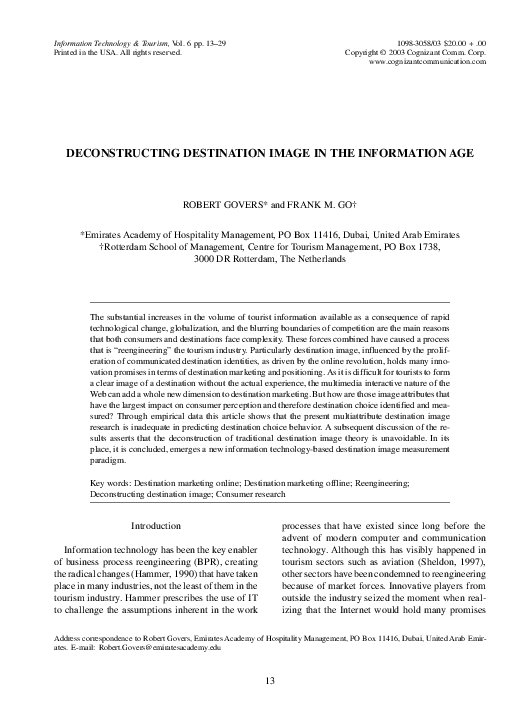 (PDF) Deconstructing Destination Image In the Information Age