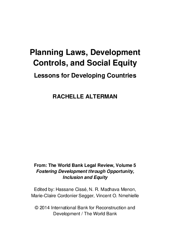 Planning Laws, Development Controls, and Social Equity: Lessons for ...