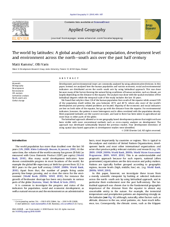 (PDF) The world by latitudes: A global analysis of human population ...