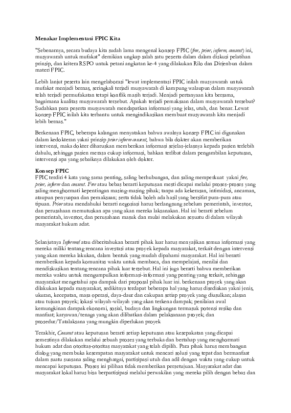 (PDF) Menakar Implementasi FPIC Kita