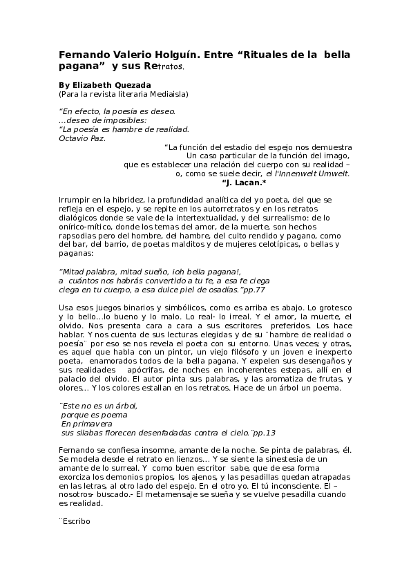 (DOC) FERNANDO VALERIO HOLGUIN: ENTRE "RITUALES DE LA BELLA PAGANA" Y ...