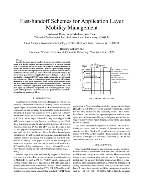 Pdf Fast Handoff Schemes For Application Layer Mobility Management