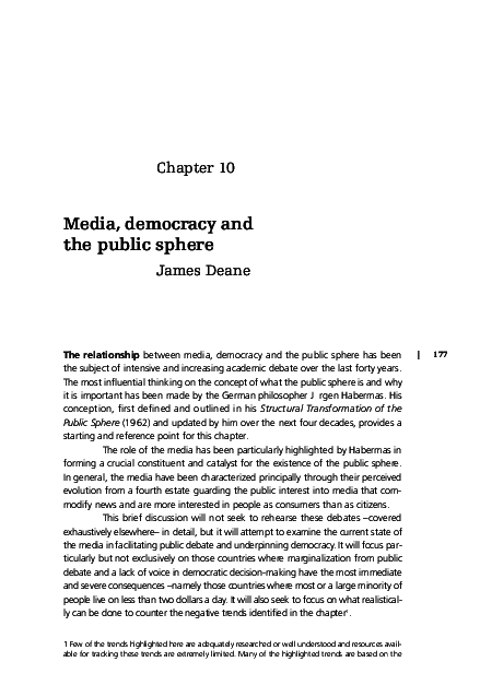 (PDF) The relationship between media Media, democracy and the public sphere