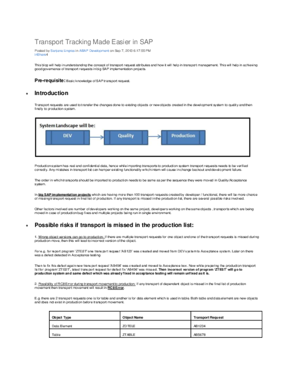 (DOC) Transport Tracking Made Easier in SAP