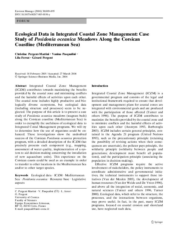 (PDF) Ecological Data in Integrated Coastal Zone Management: Case Study ...