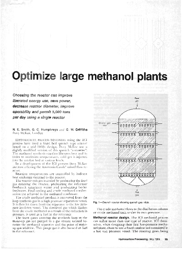Pdf Optimize Large Methanol Plants