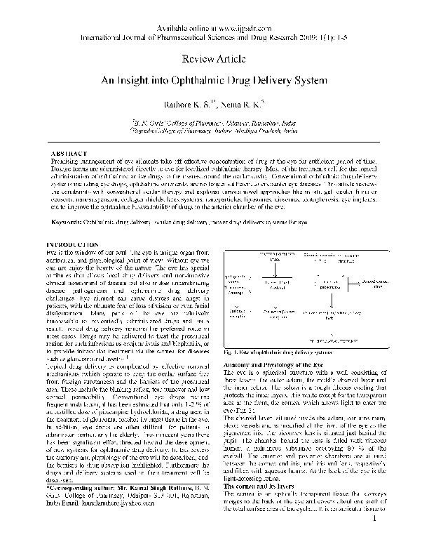 (PDF) An insight into ophthalmic drug delivery system