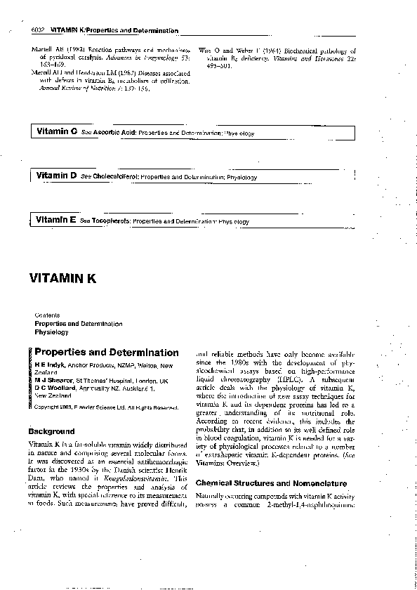 (PDF) Vitamin K: Properties and Determination