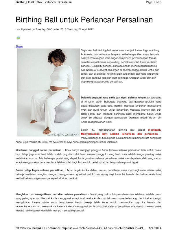 (PDF) Birthing Ball untuk Perlancar Persalinan