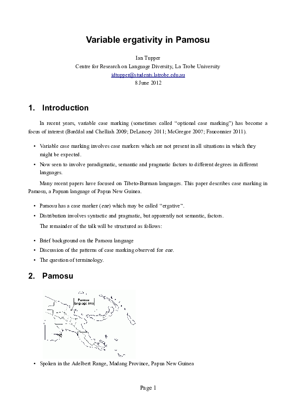 (PDF) Variable ergativity in Pamosu