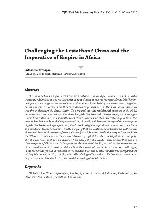 (PDF) CHALLENGING THE LEVIATHAN: CHINA AND THE IMPERATIVE OF EMPIRE IN ...