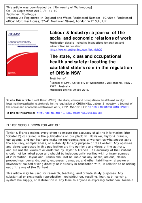 (PDF) The state, class and occupational health and safety: locating the ...
