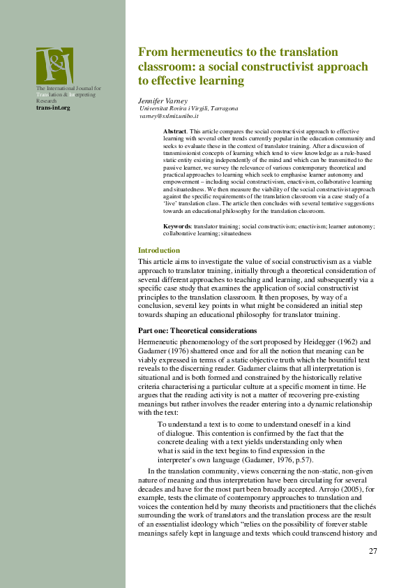 (PDF) The International Journal for Translation & Interpreting Research ...