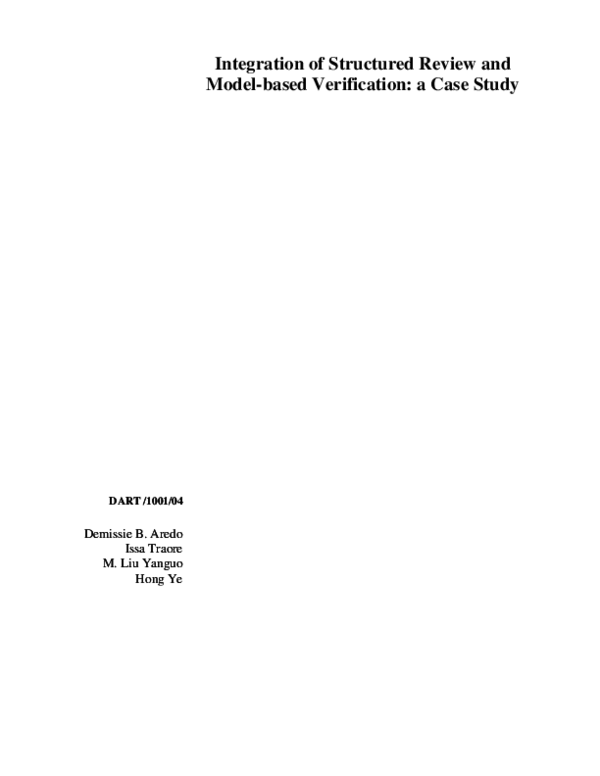 (PDF) Integration of Structured Review and Model based Verification: a Case Study | Demissie B ...