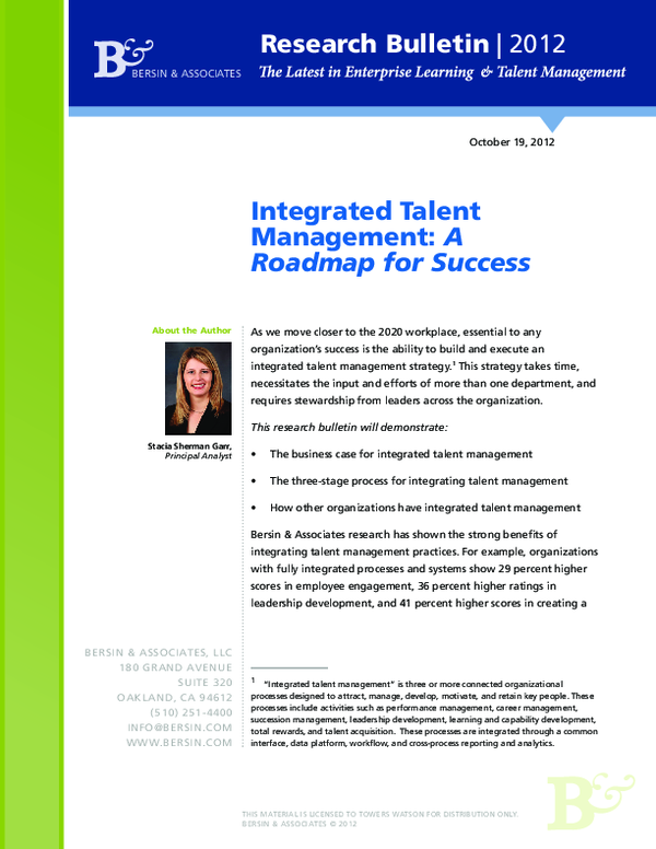 (PDF) BERSIN & ASSOCIATES © 2012 IntegratedTalent Management:A ...