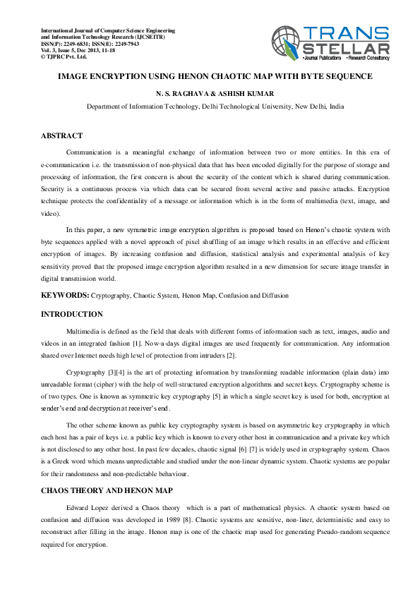 Pdf Image Encryption Using Henon Chaotic Map With Byte Sequence