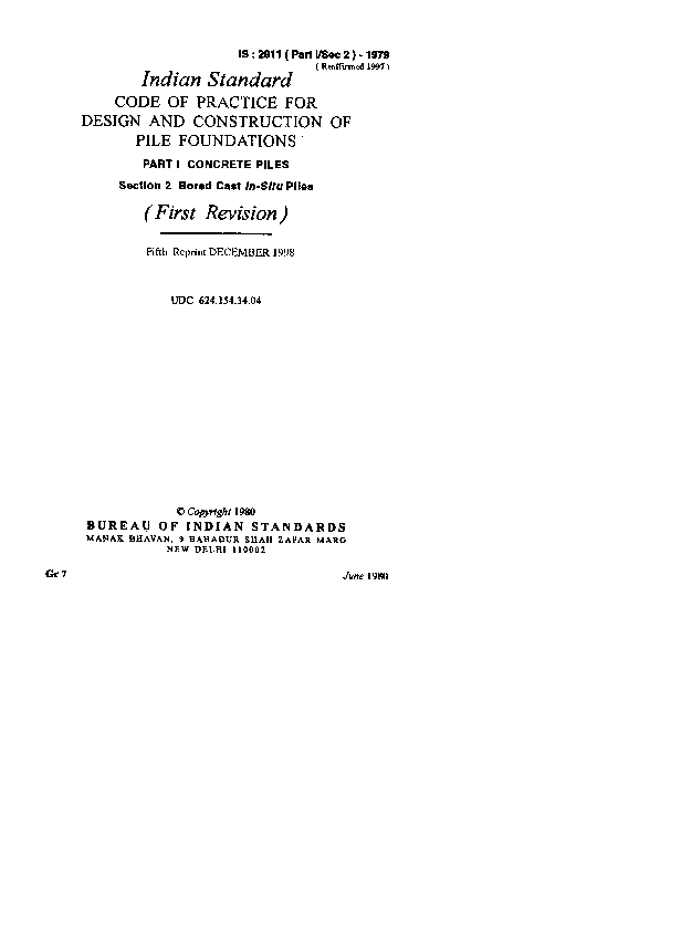 (PDF) CODE OF PRACTICE FOR DESIGN AND CONSTRUCTION OF PILE FOUNDATIONS PART I CONCRETE PILES ...