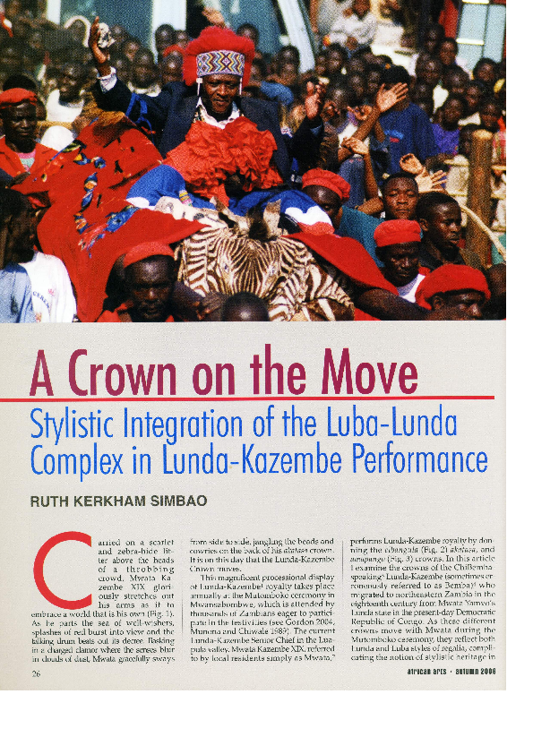 (PDF) A Crown on the Move: Stylistic Integration of the Luba-Lunda ...