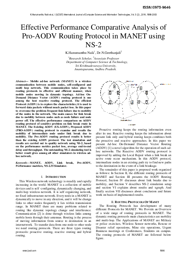 Pdf Effective Performance Comparative Analysis Of Pro Aodv Routing
