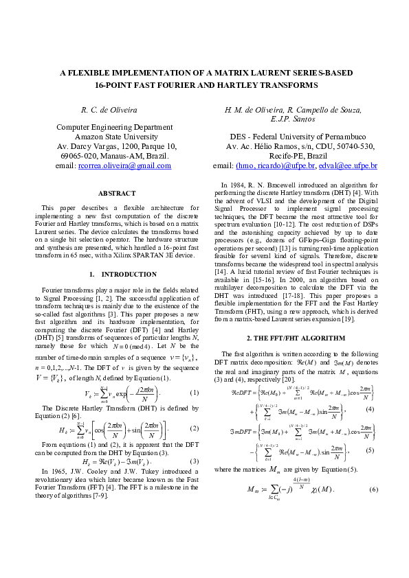 (PDF) A Flexible Implementation of a Matrix Laurent Series-Based 16-Point Fast Fourier and ...