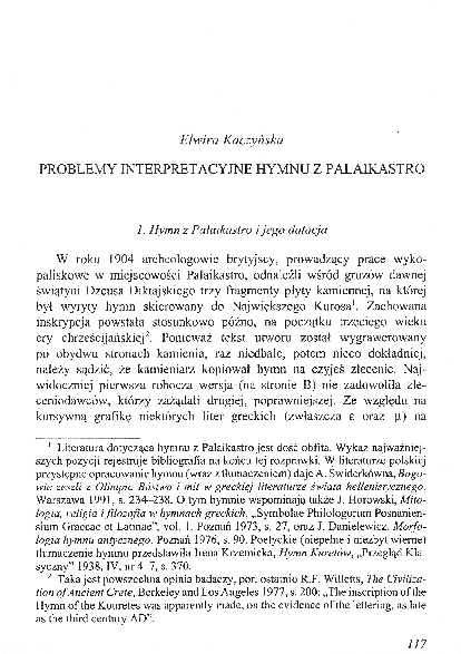(PDF) Hymn of Palaikastro to the Dictaean Zeus (in Polish)