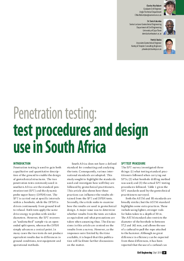 (PDF) Penetration testing: test procedures and design use in South Africa