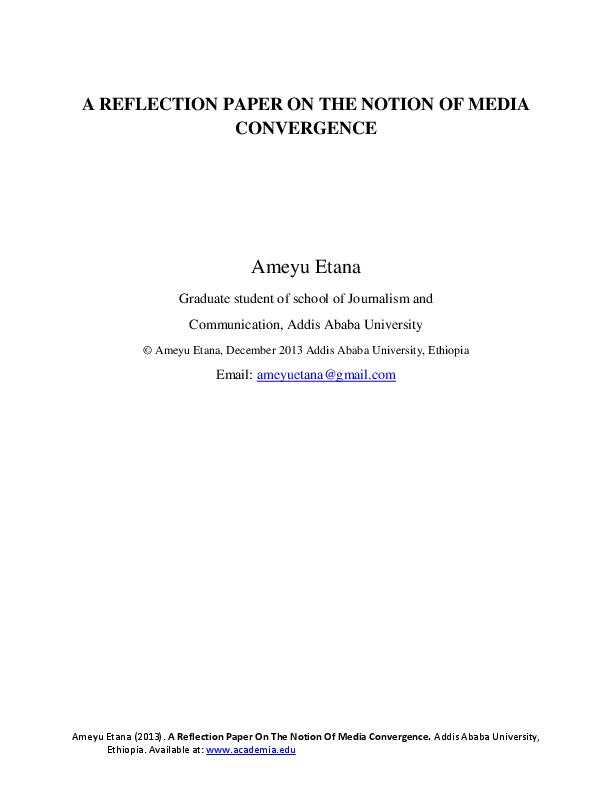 (PDF) A Reflection Paper on The Notion of Media Convergence