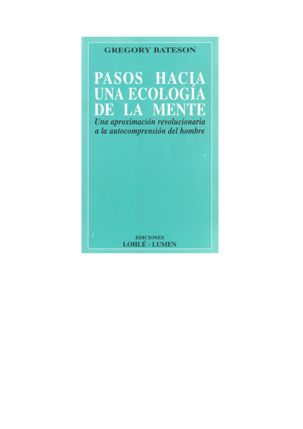 (PDF) Traducción del original inglés STEPS TO AN ECOLOGY OF MIND