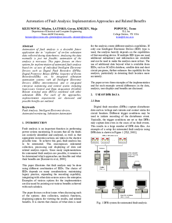 Pdf Automation Of Fault Analysis Implementation Approaches And