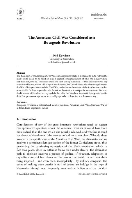 (PDF) The American Civil War Considered as a Bourgeois Revolution