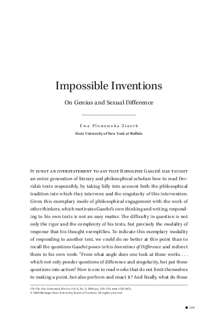 (PDF) Impossible Inventions: On Genius and Sexual Difference