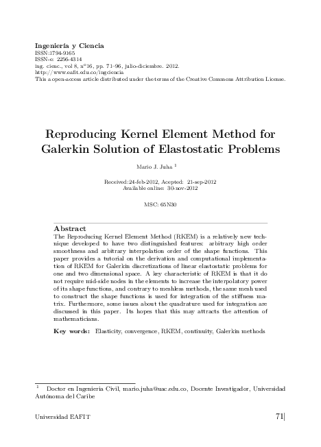 (PDF) Reproducing Kernel Element Method for Galerkin Solution of Elastostatic Problems