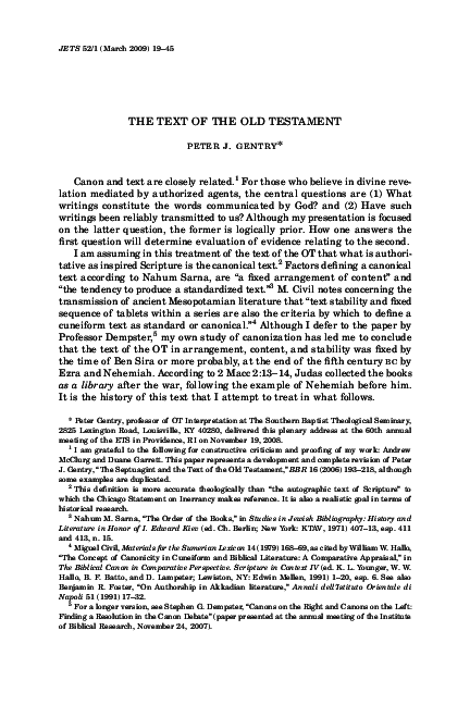 (PDF) The Text of the Old Testament
