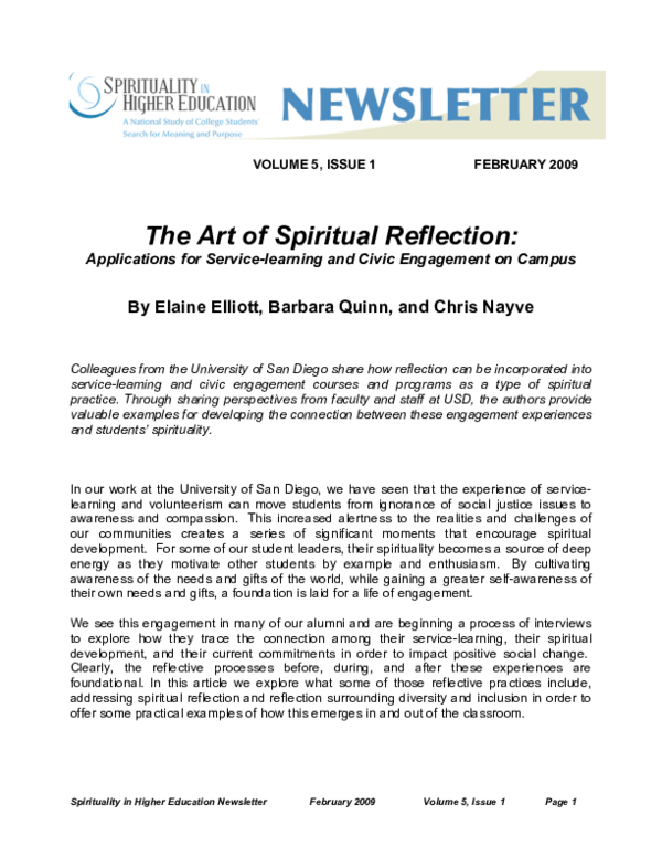 (PDF) The Art of Spiritual Reflection: Applications for Service ...