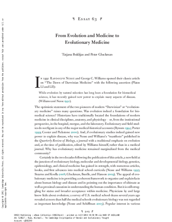 (PDF) From evolution and medicine to evolutionary medicine