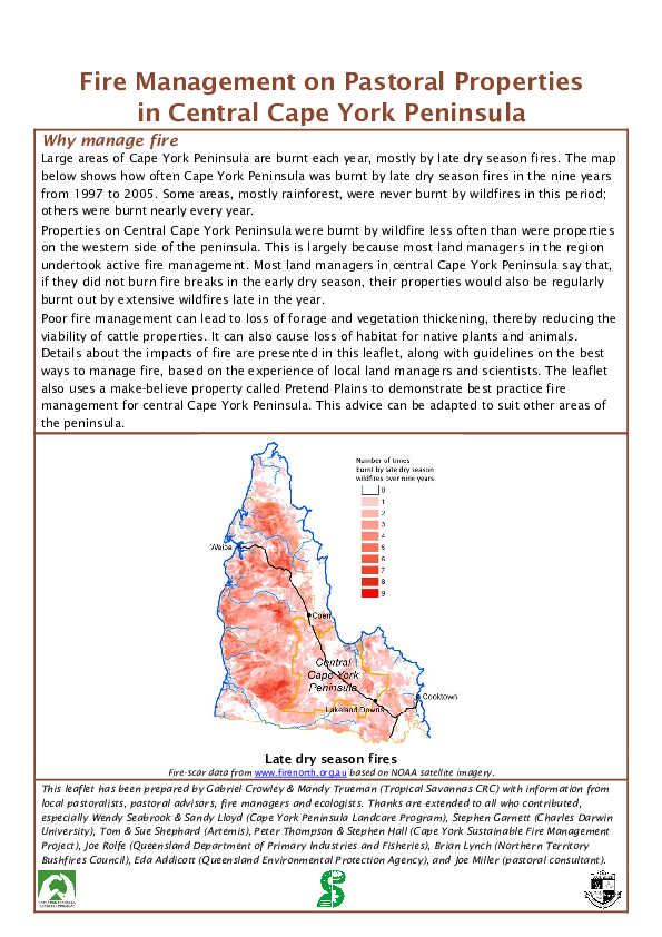 (PDF) Fire management on pastoral properties in central Cape York Peninsula