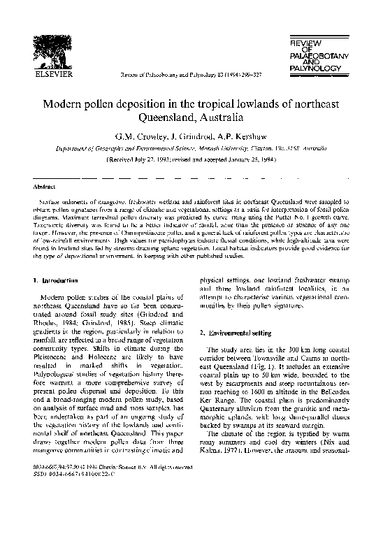 (PDF) Modern pollen deposition in the tropical lowlands of northeast ...