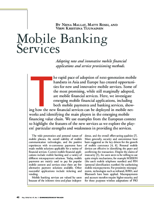 (PDF) Mobile Banking Services