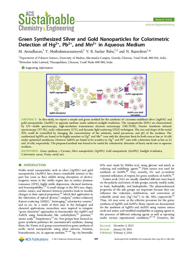 Pdf Green Synthesized Silver And Gold Nanoparticles For Colorimetric