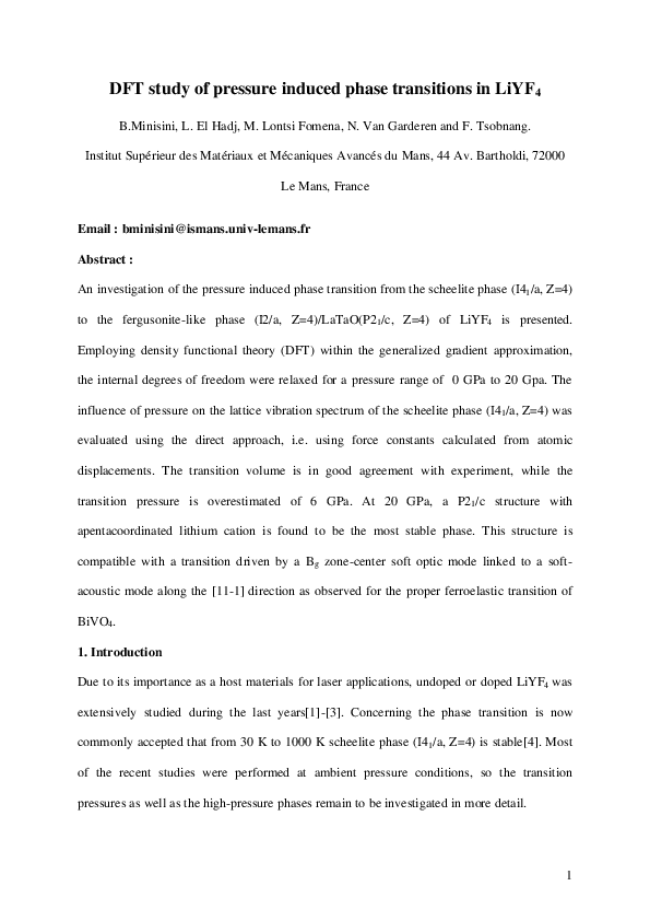 (PDF) DFT study of pressure induced phase transitions in LiYF4