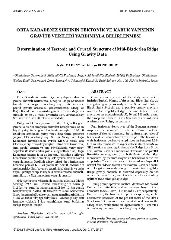 (PDF) Determination of Tectonic and Crustal Structure of Mid-Black Sea ...