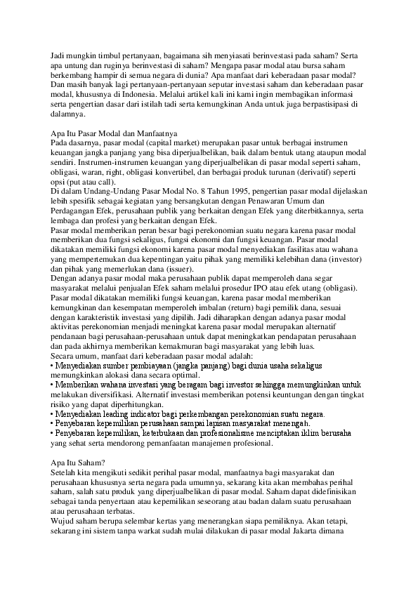 (DOC) Pasar modal contoh