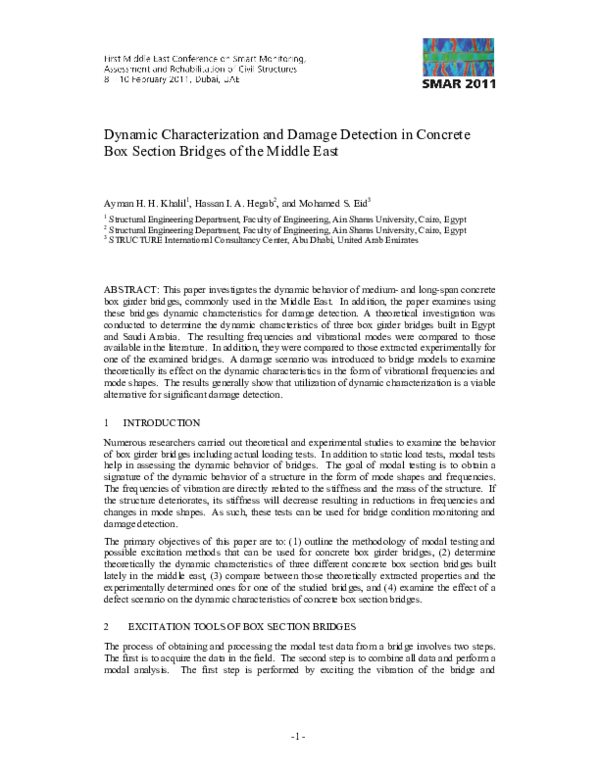 (PDF) Dynamic Characterization and Damage Detection in Concrete Box Section Bridges of the ...