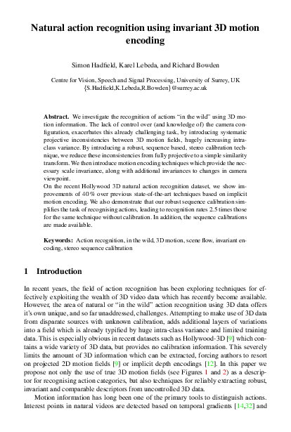 (PDF) Invariant 3D Motion Encoding for Action Recognition
