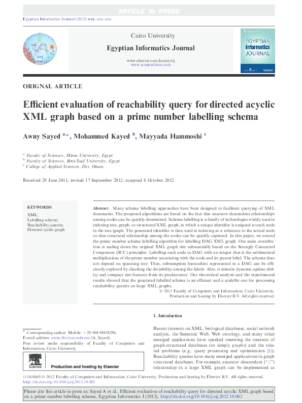 (PDF) Efficient evaluation of reachability query for directed acyclic XML graph based on a prime ...