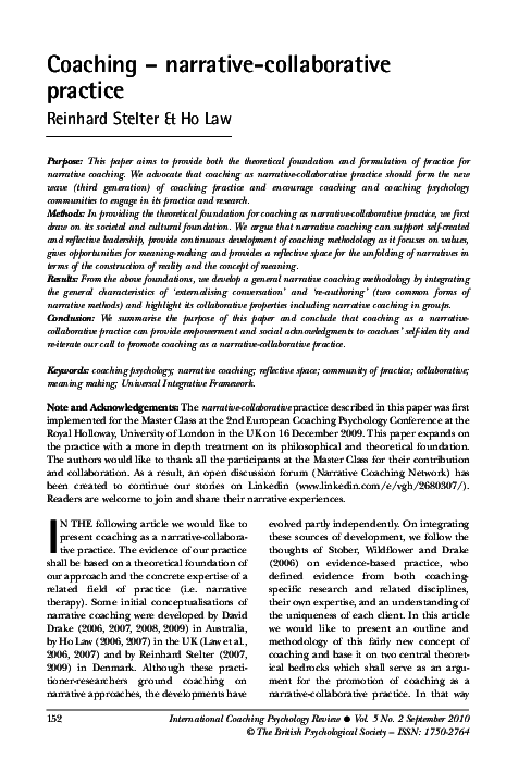 (PDF) Coaching – narrative-collaborative practice