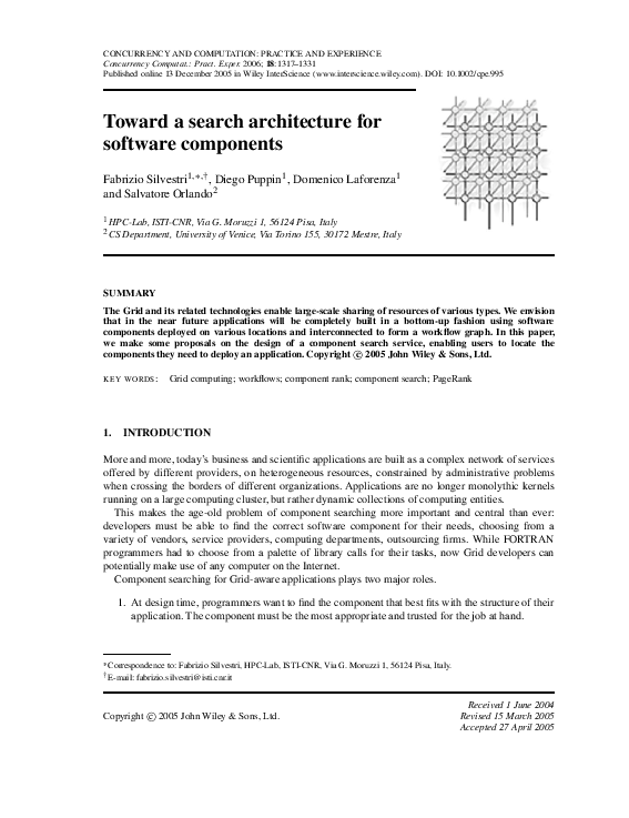 (PDF) Toward a Search Architecture for Software Components